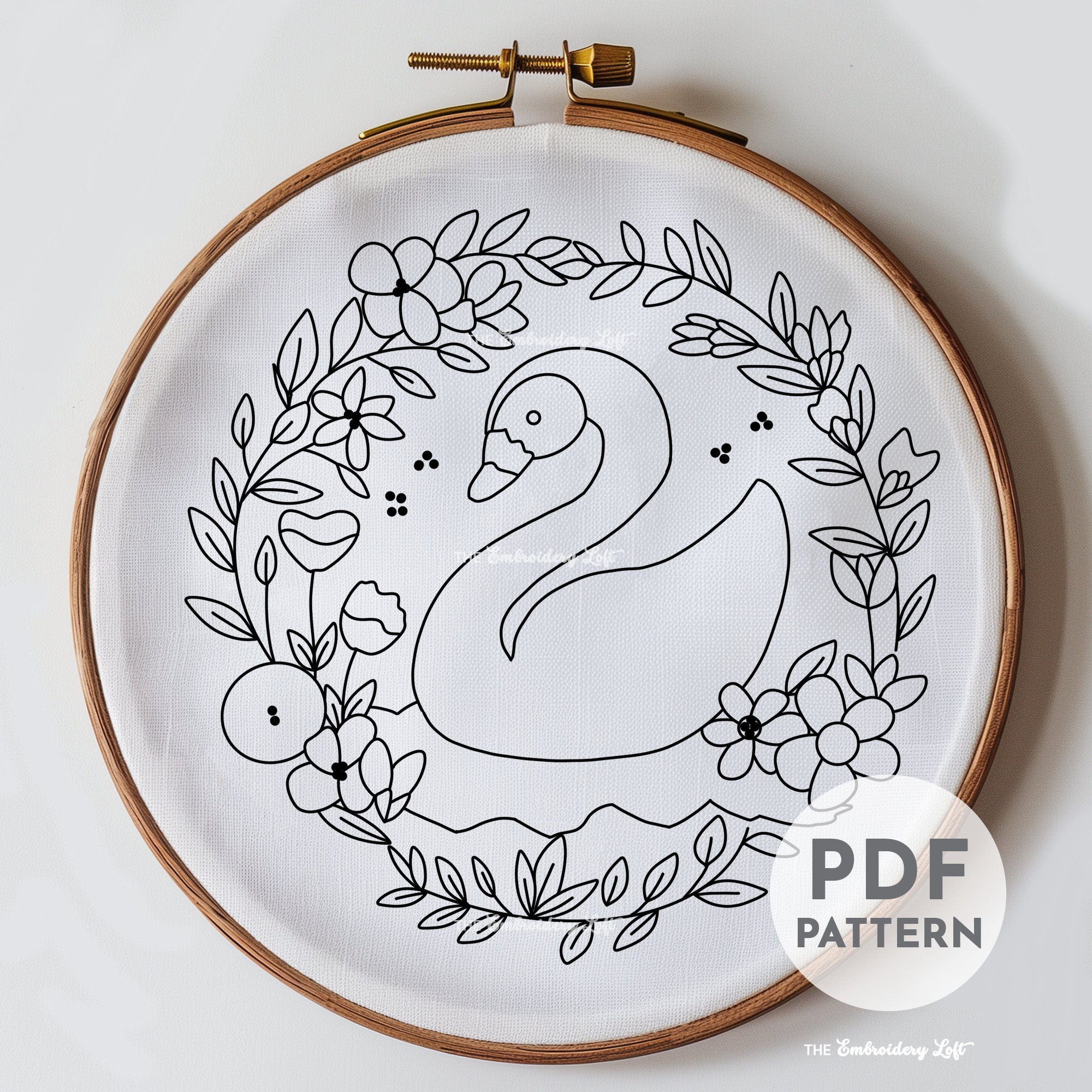 Cute Swan Hand Embroidery Pattern, Baby Swan Embroidery, Swan ...