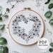 Blue Floral Heart Wreath Hand Embroidery Pattern, Heart Embroidery ...