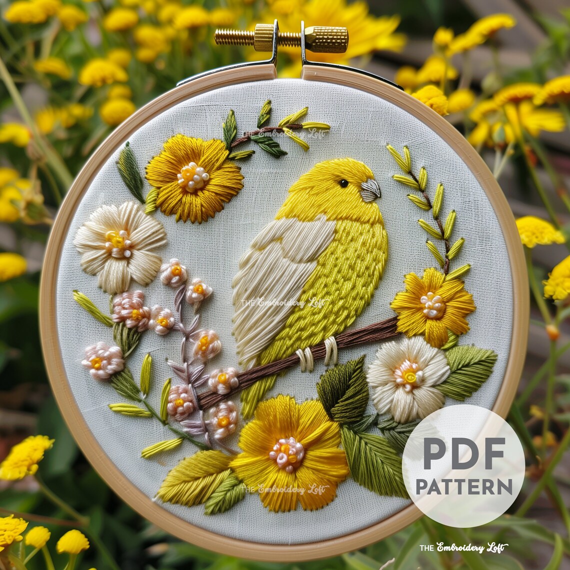 Yellow Budgie Hand Embroidery Pattern, Budgie Pattern, Bird Pattern ...