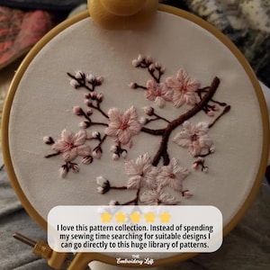 Cherry Blossoms Hand Embroidery Pattern, Cherry Blossom Pattern, Sakura ...
