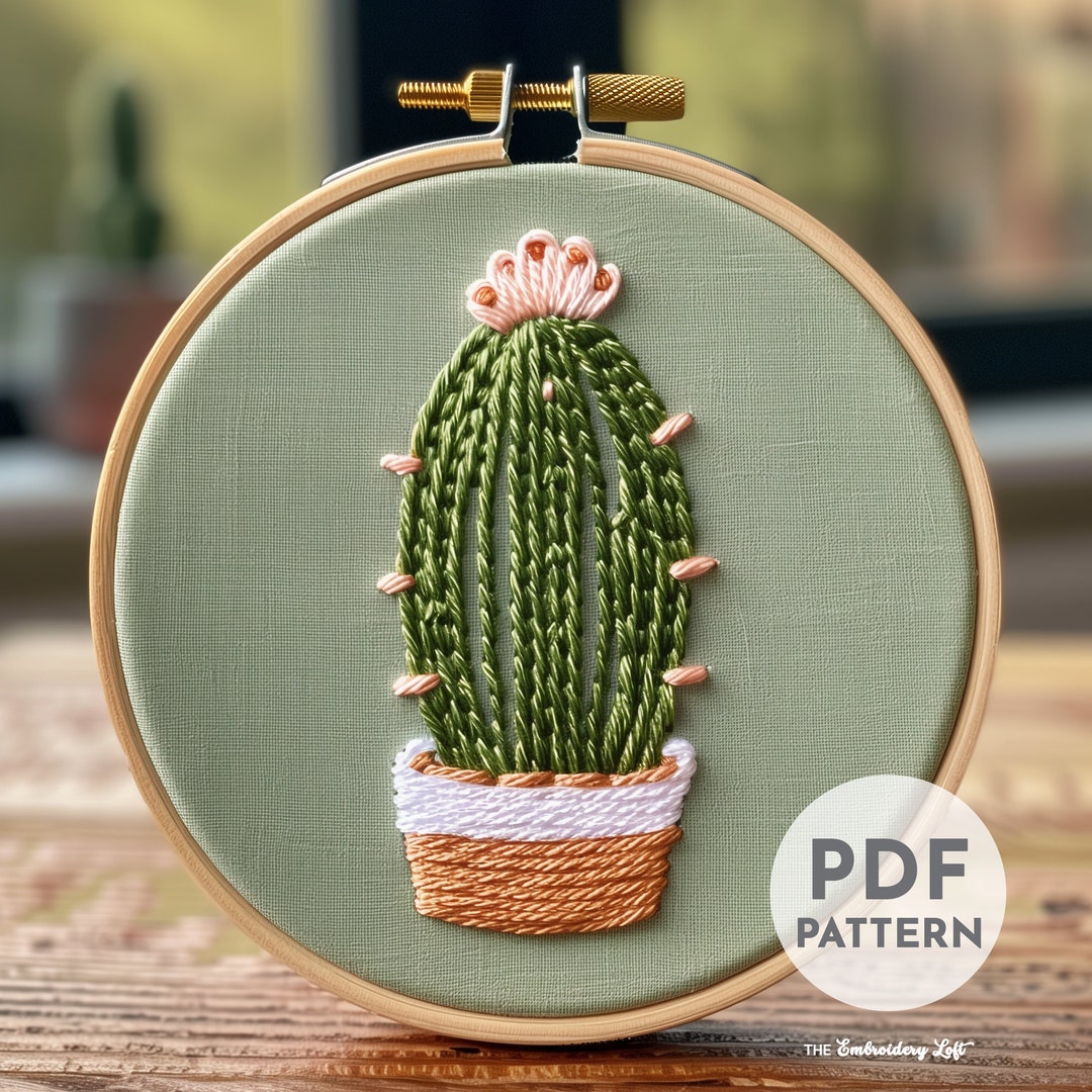 Cactus Hand Embroidery Pattern, Cactus Plant, House Plants Pattern ...