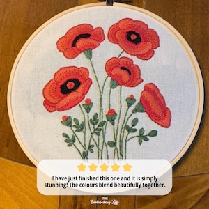Red Poppies Hand Embroidery Pattern, Poppy Flower Pattern, Poppies ...