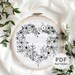 Blue Floral Heart Wreath Hand Embroidery Pattern, Heart Embroidery ...