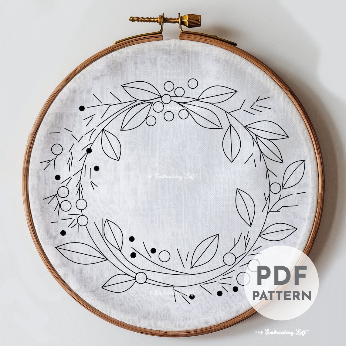 Mistletoe Wreath Hand Embroidery Pattern, Christmas Embroidery Pattern ...