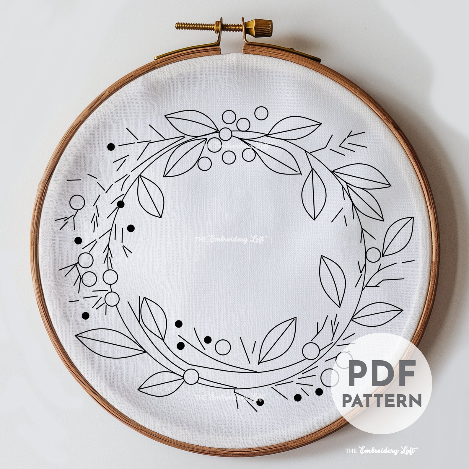 Mistletoe Wreath Hand Embroidery Pattern, Christmas Embroidery Pattern ...