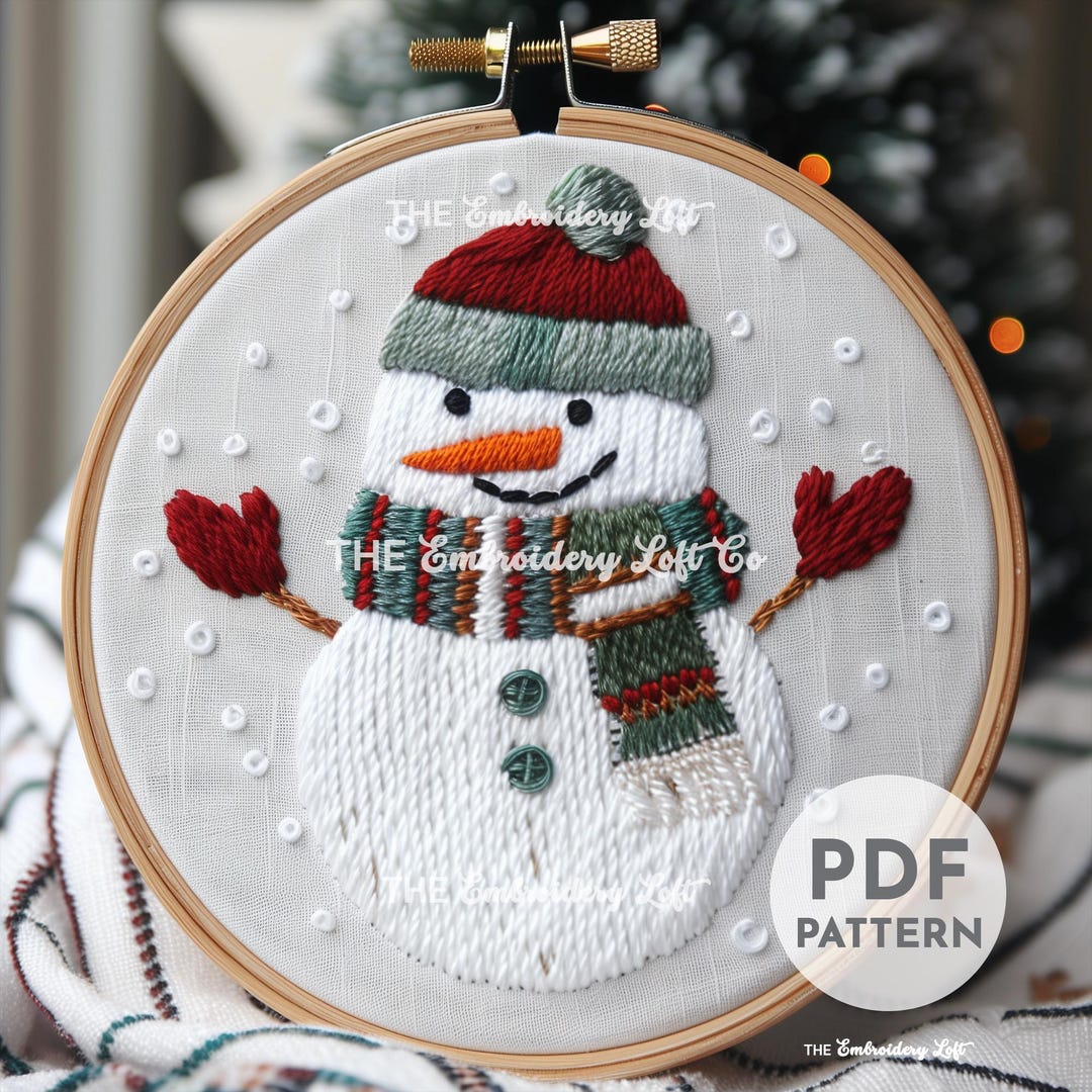 Snowman Hand Embroidery Pattern, DIY Christmas Embroidery Gifts ...