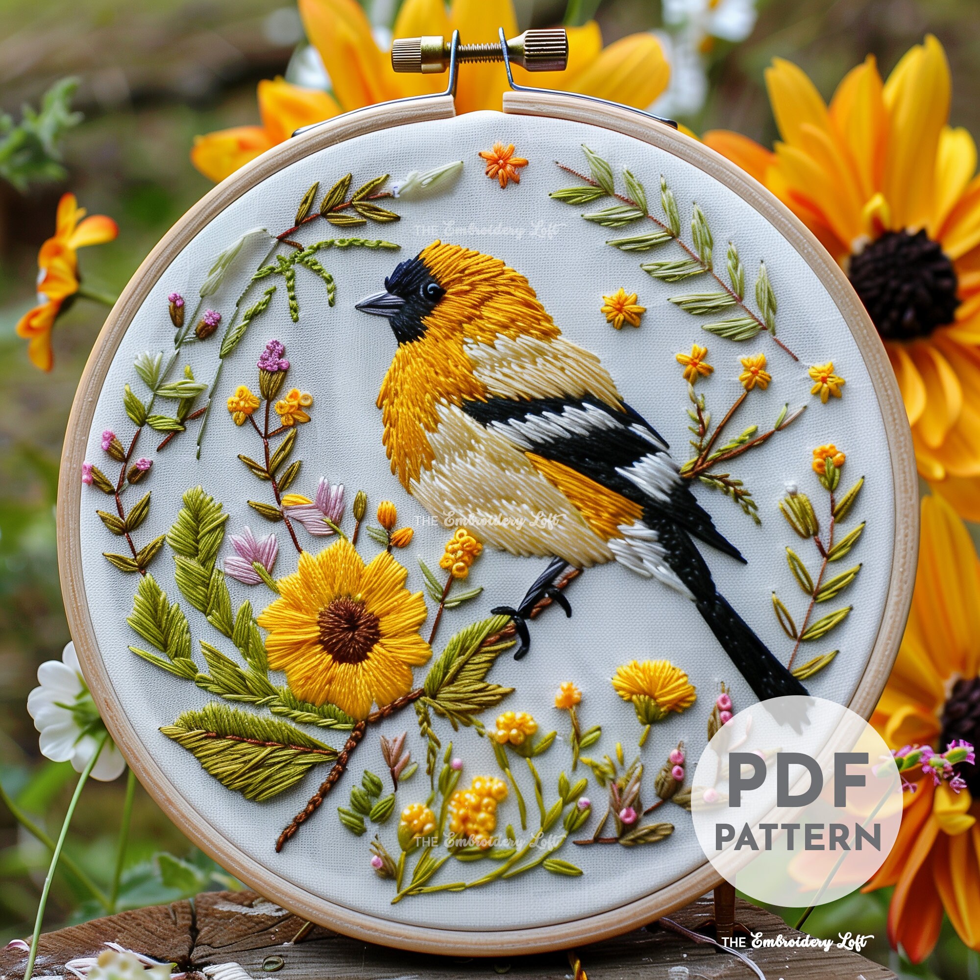 Goldfinch Hand Embroidery Pattern, American Goldfinch Bird, Finch Bird ...