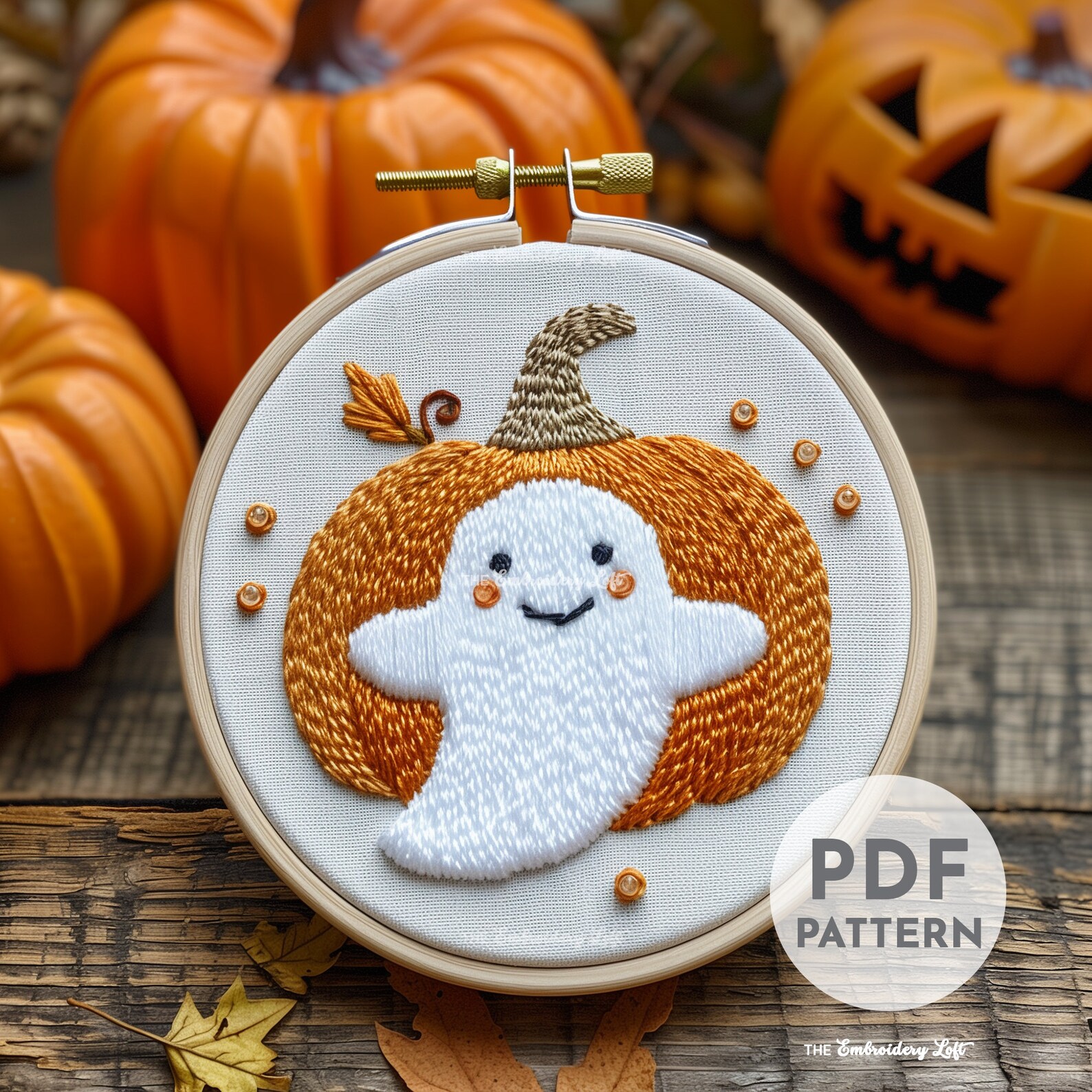 Cute Ghost Hand Embroidery Pattern, Ghost Design, Pumpkin Embroidery ...