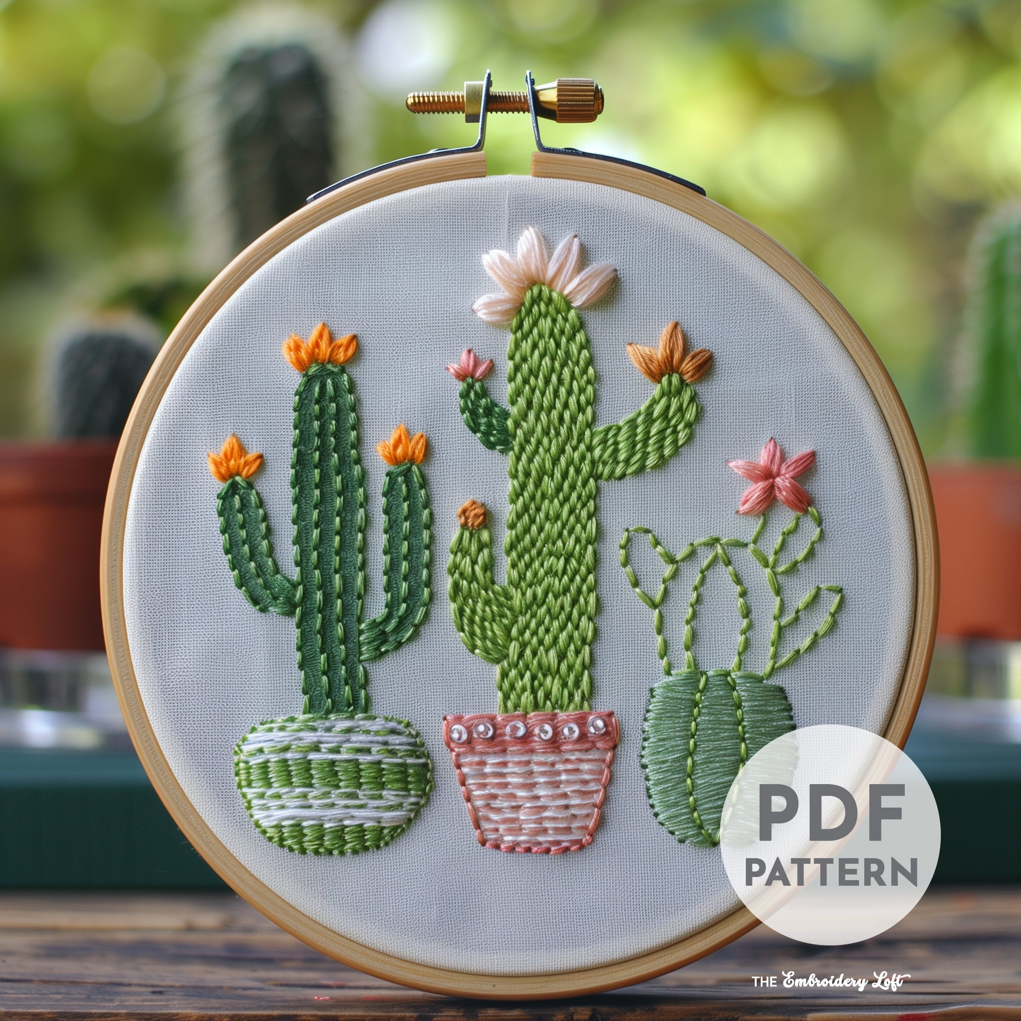 Cactus Hand Embroidery Pattern, Cactus Plant, House Plants Pattern ...