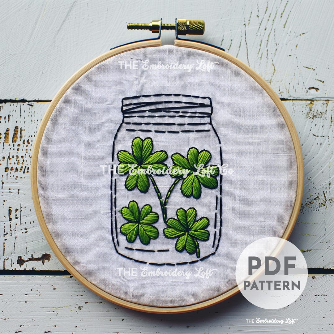 Lucky Clovers Hand Embroidery Pattern, Shamrock Pattern, Four Leaf ...
