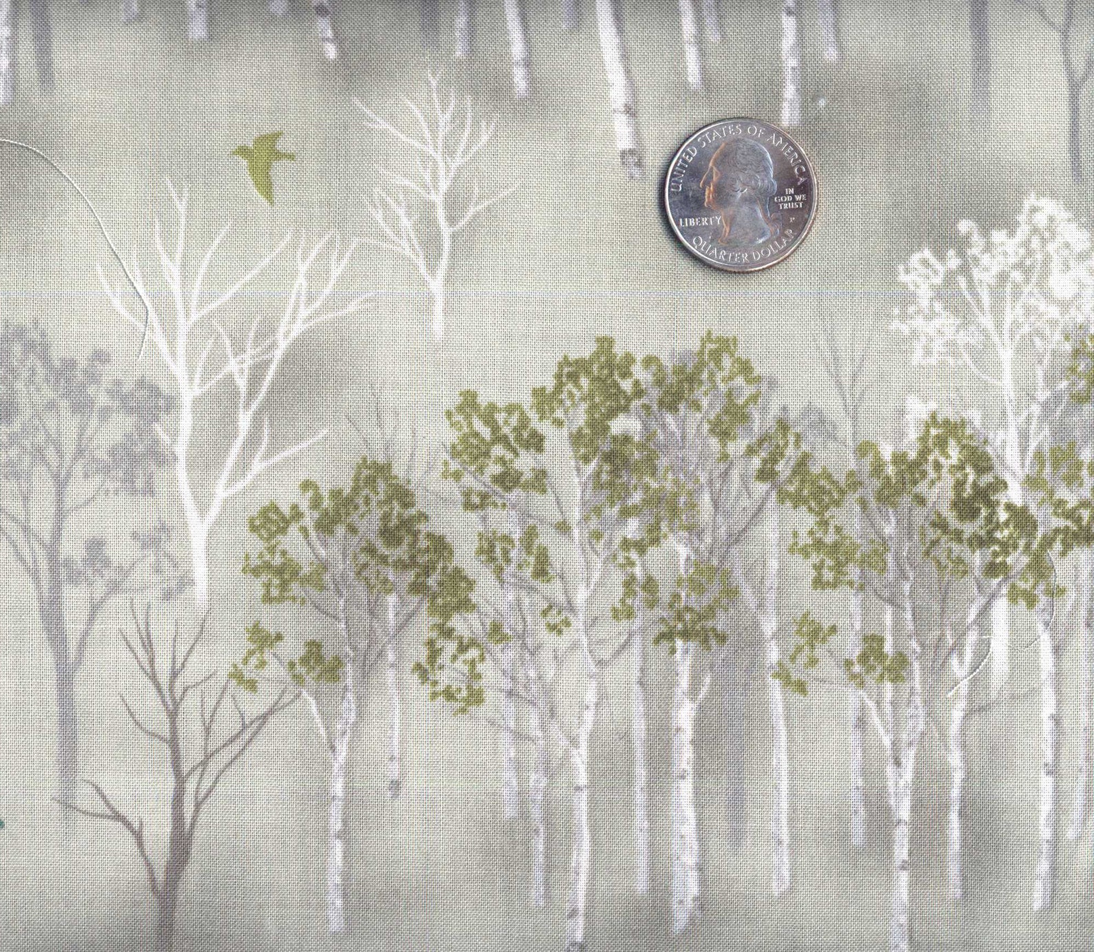 Tree Bird Foliage Forest Pattern Green Japanese Fabric by Handworks ...