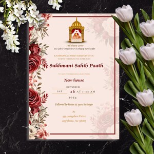 Editable Invitation, Sukhmani Sahib Invitation, Akhand Path, Sehaj Path ...