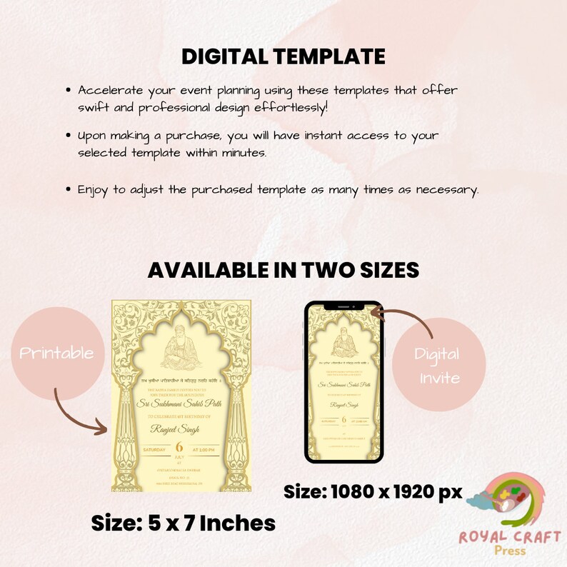 Editable Invitation, Sukhmani Sahib Invitation, Akhand Path, Sehaj Path ...