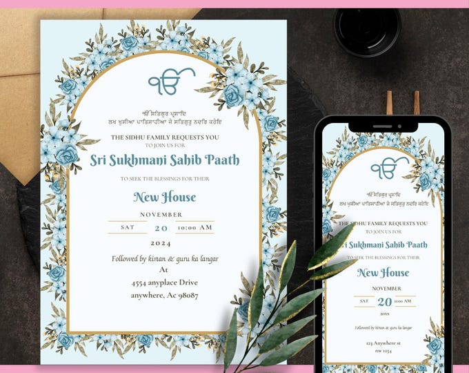Editable Invitation, Sukhmani Sahib Invitation, Akhand Path, Sehaj Path ...