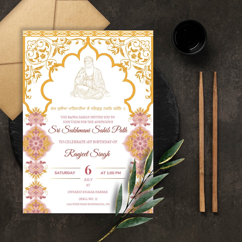 Editable Invitation, Sukhmani Sahib Invitation, Akhand Path, Sehaj Path ...