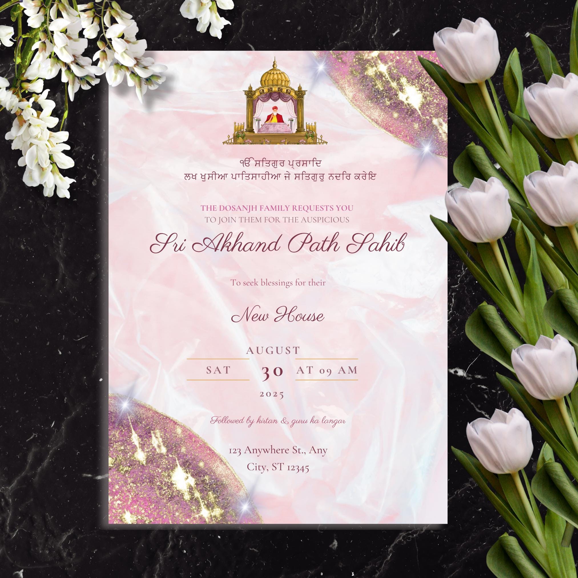 Editable Invitation, Sukhmani Sahib Invitation, Akhand Path, Sehaj Path ...