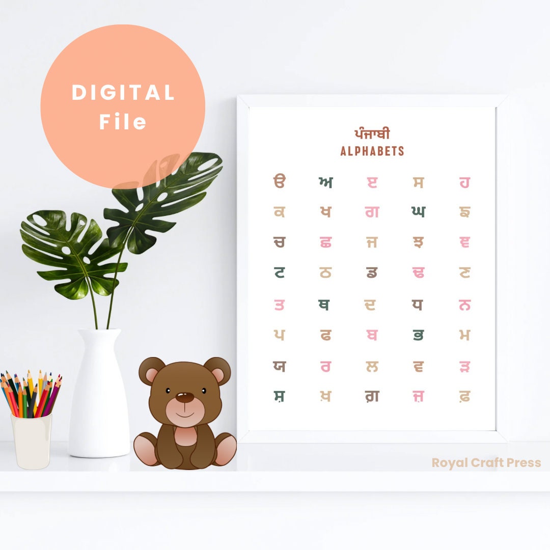 Boho Punjabi Alphabet, Gurmukhi, Sikh Kids Playroom Decor, Punjabi ...