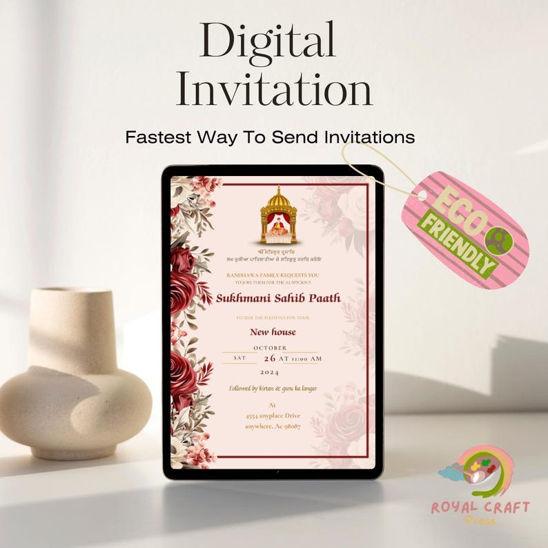 Editable Invitation, Sukhmani Sahib Invitation, Akhand Path, Sehaj Path ...
