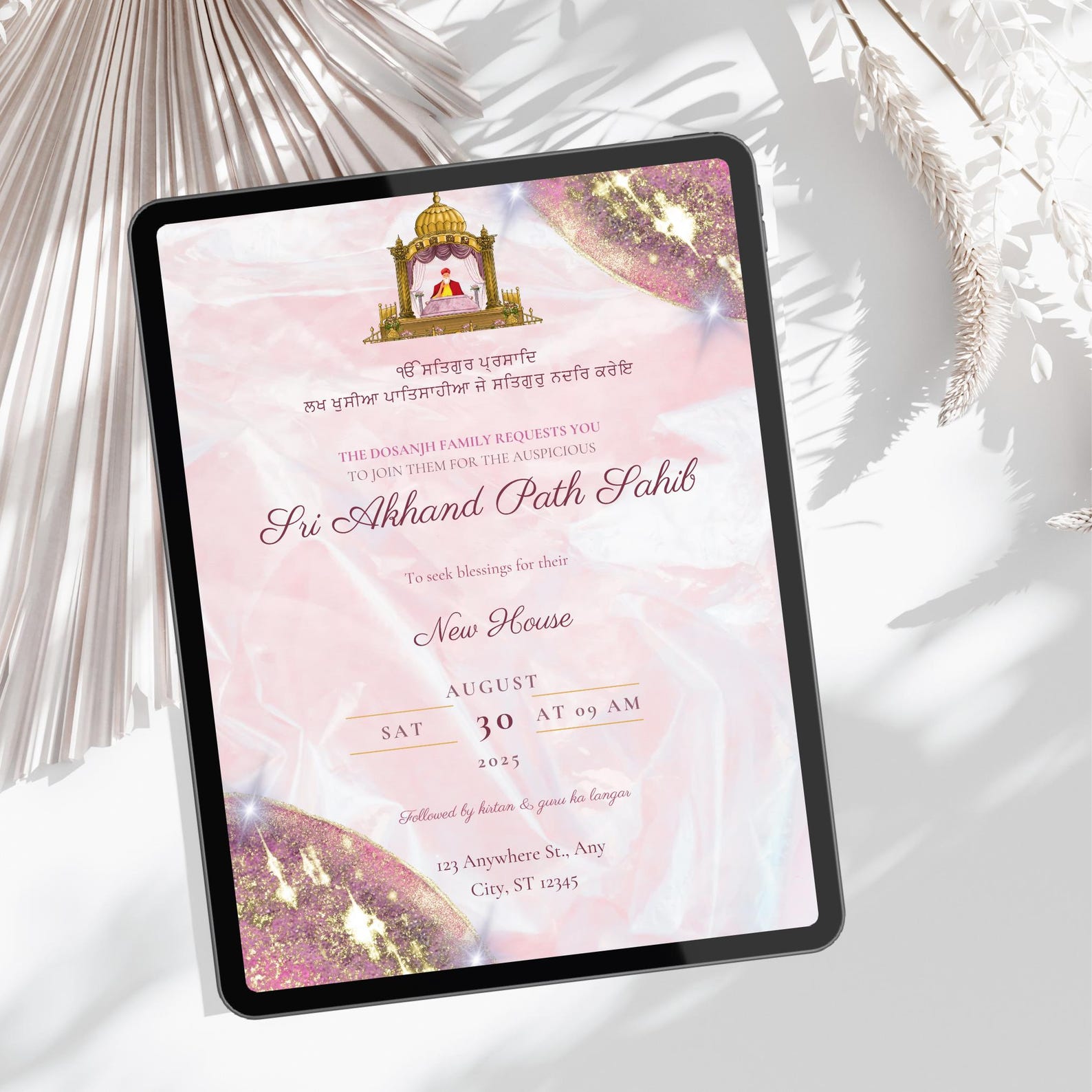 Editable Invitation, Sukhmani Sahib Invitation, Akhand Path, Sehaj Path ...