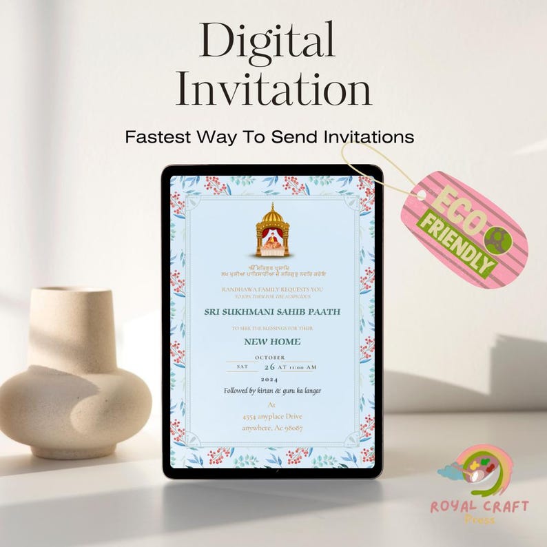 Editable Invitation, Sukhmani Sahib Invitation, Akhand Path, Sehaj Path ...