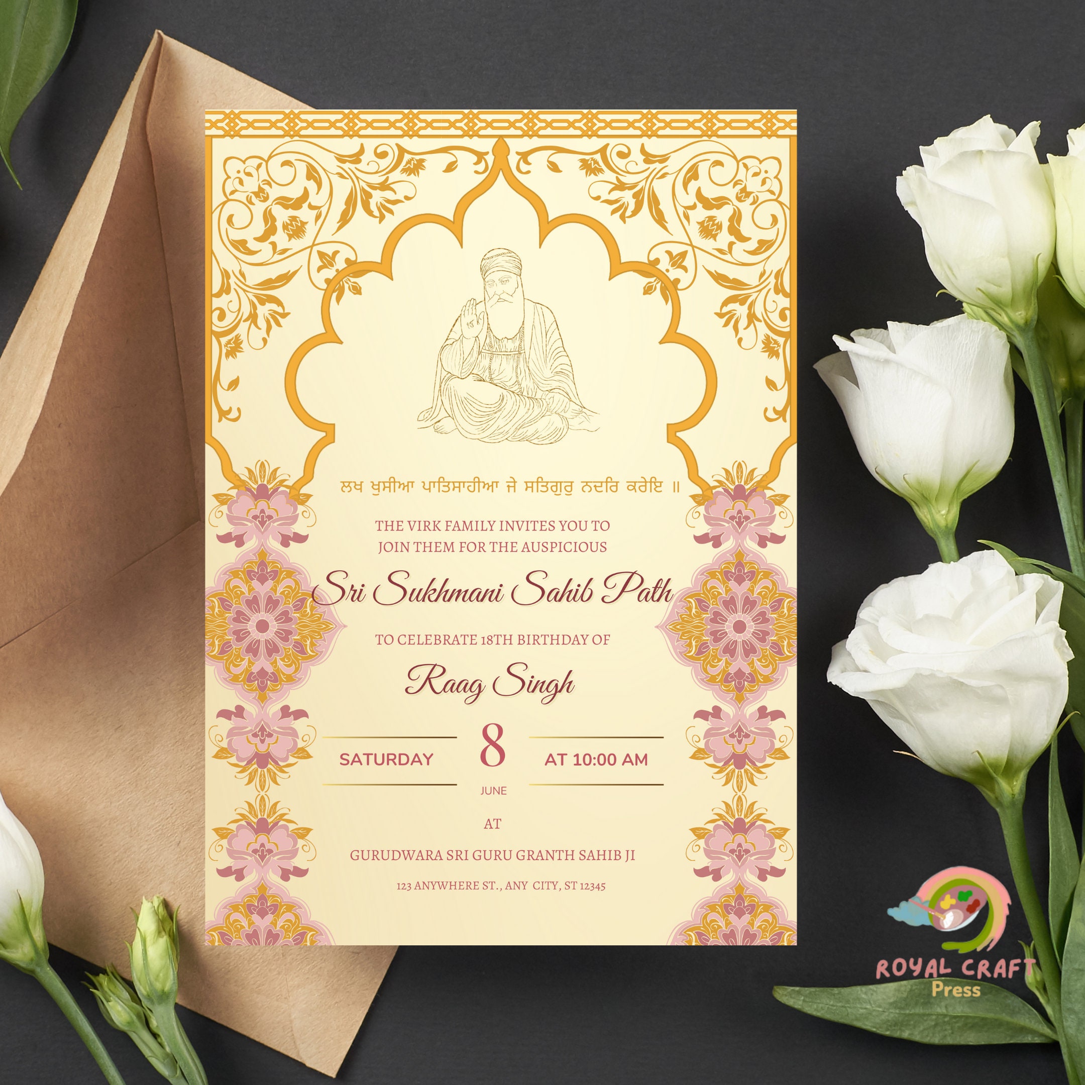 Editable Invitation, Sukhmani Sahib Invitation, Akhand Path, Sehaj Path ...