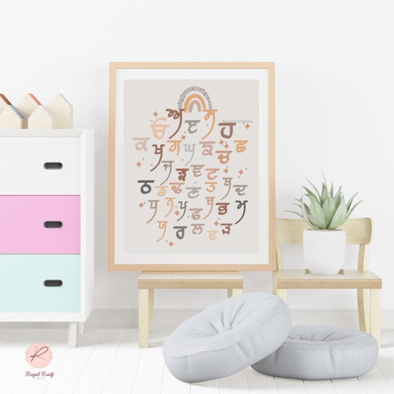 BOHO Punjabi Alphabet, Gurmukhi, Sikh Kids Room Decor, Punjabi Alphabet ...