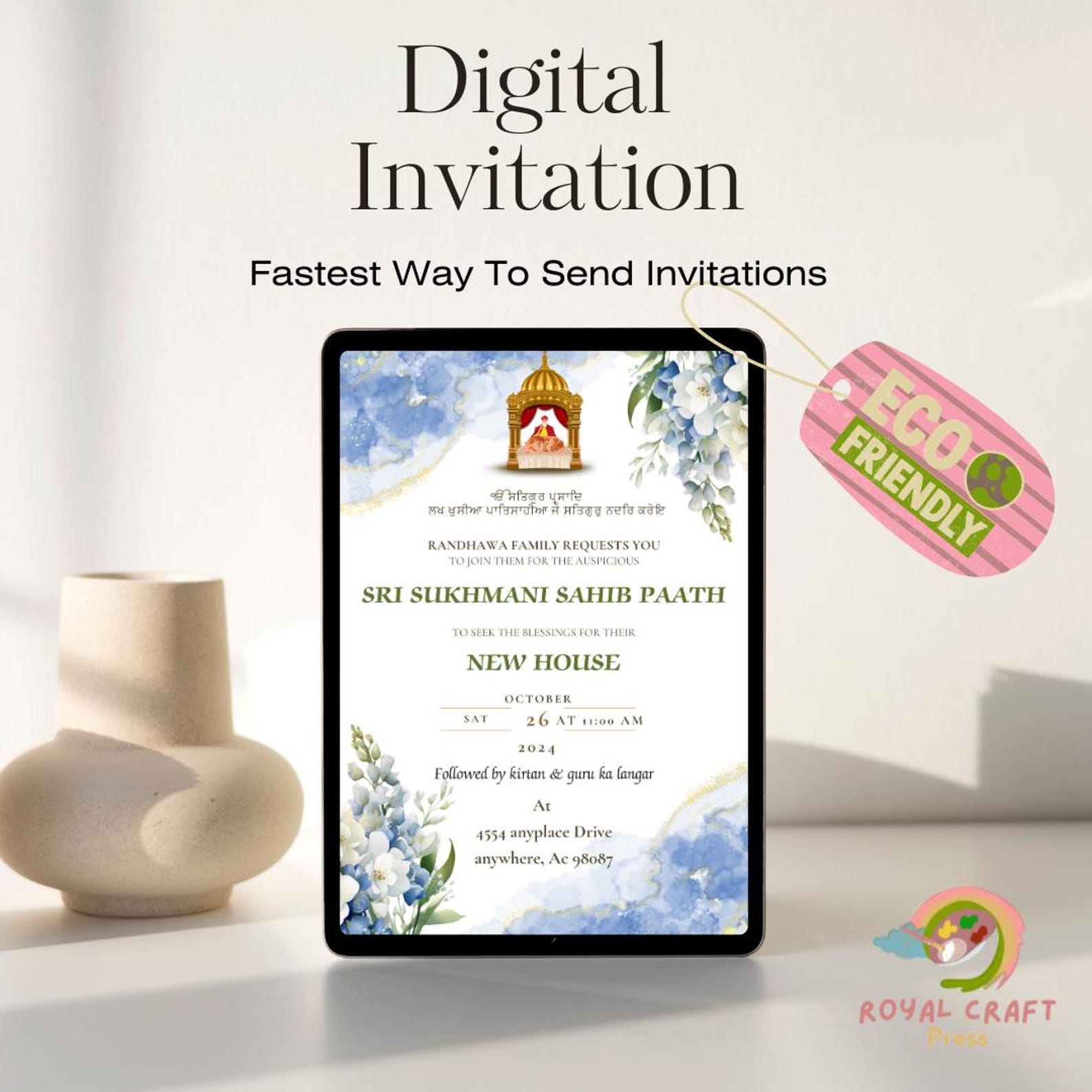 Editable Invitation, Sukhmani Sahib Invitation, Akhand Path, Sehaj Path ...