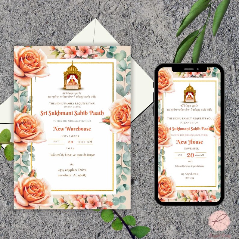 Editable Invitation, Sukhmani Sahib Invitation, Akhand Path, Sehaj Path ...