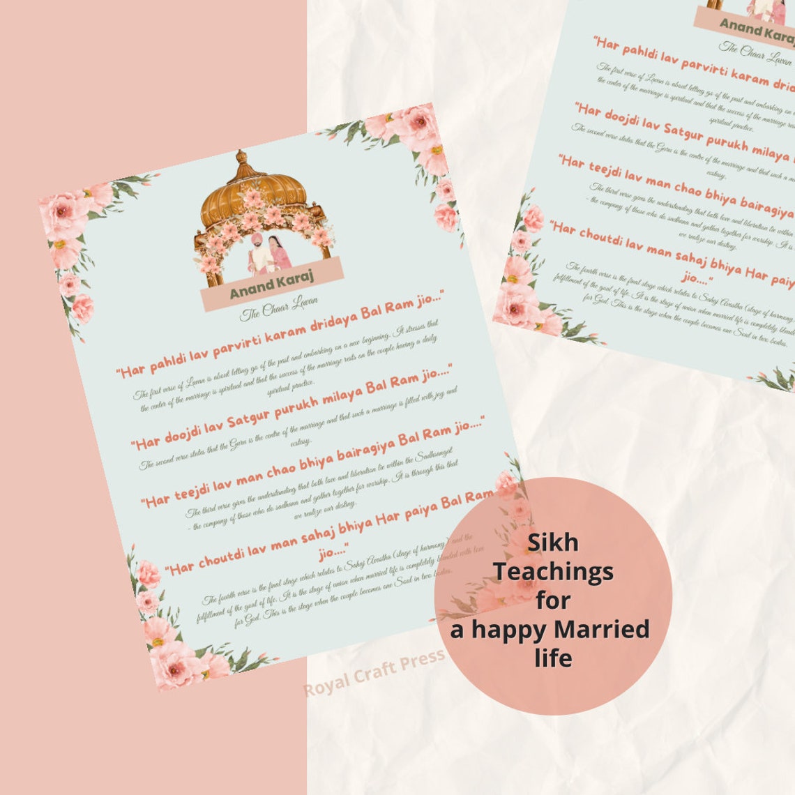 Anand Karaj - the Chaar Lavan, Sikh Lavan, Punjabi Wedding Ritual, Sikh ...