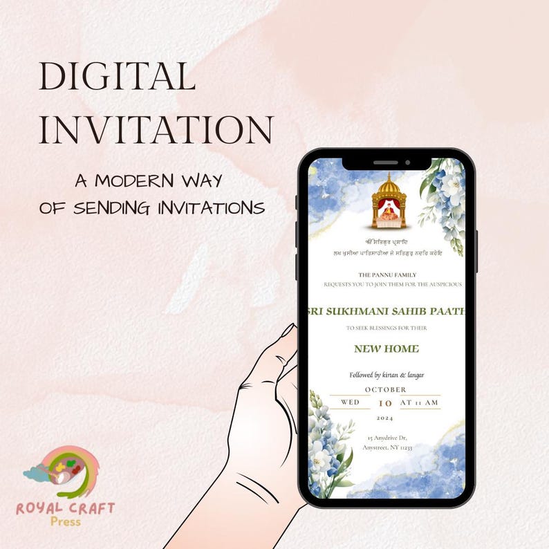 Editable Invitation, Sukhmani Sahib Invitation, Akhand Path, Sehaj Path ...