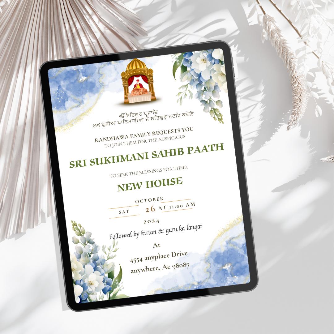 Editable Invitation, Sukhmani Sahib Invitation, Akhand Path, Sehaj Path ...