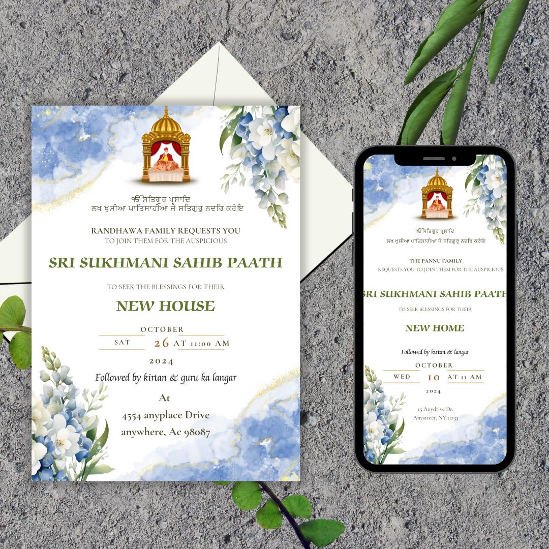 Editable Invitation, Sukhmani Sahib Invitation, Akhand Path, Sehaj Path ...
