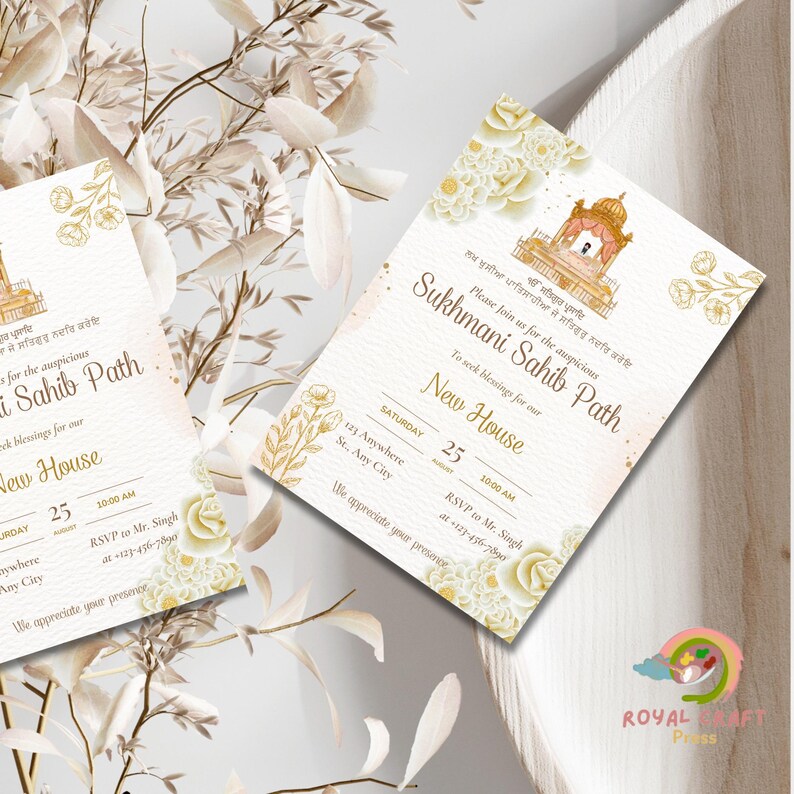 Editable Invitation, Sukhmani Sahib Invitation, Akhand Path, Sehaj Path ...
