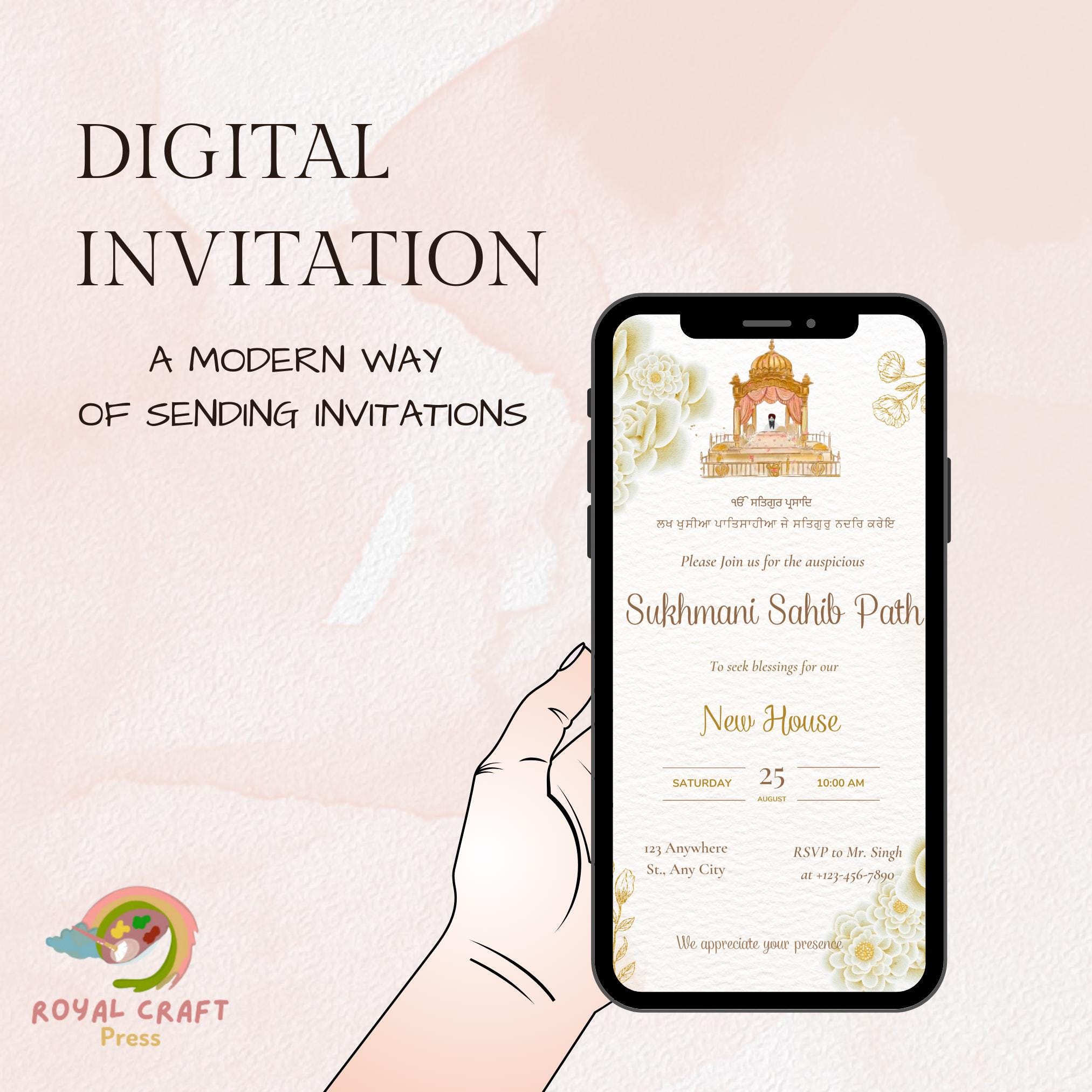 Editable Invitation, Sukhmani Sahib Invitation, Akhand Path, Sehaj Path ...