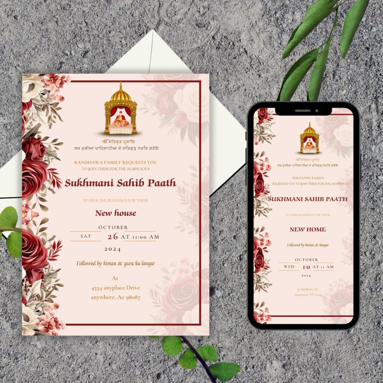 Editable Invitation, Sukhmani Sahib Invitation, Akhand Path, Sehaj Path ...