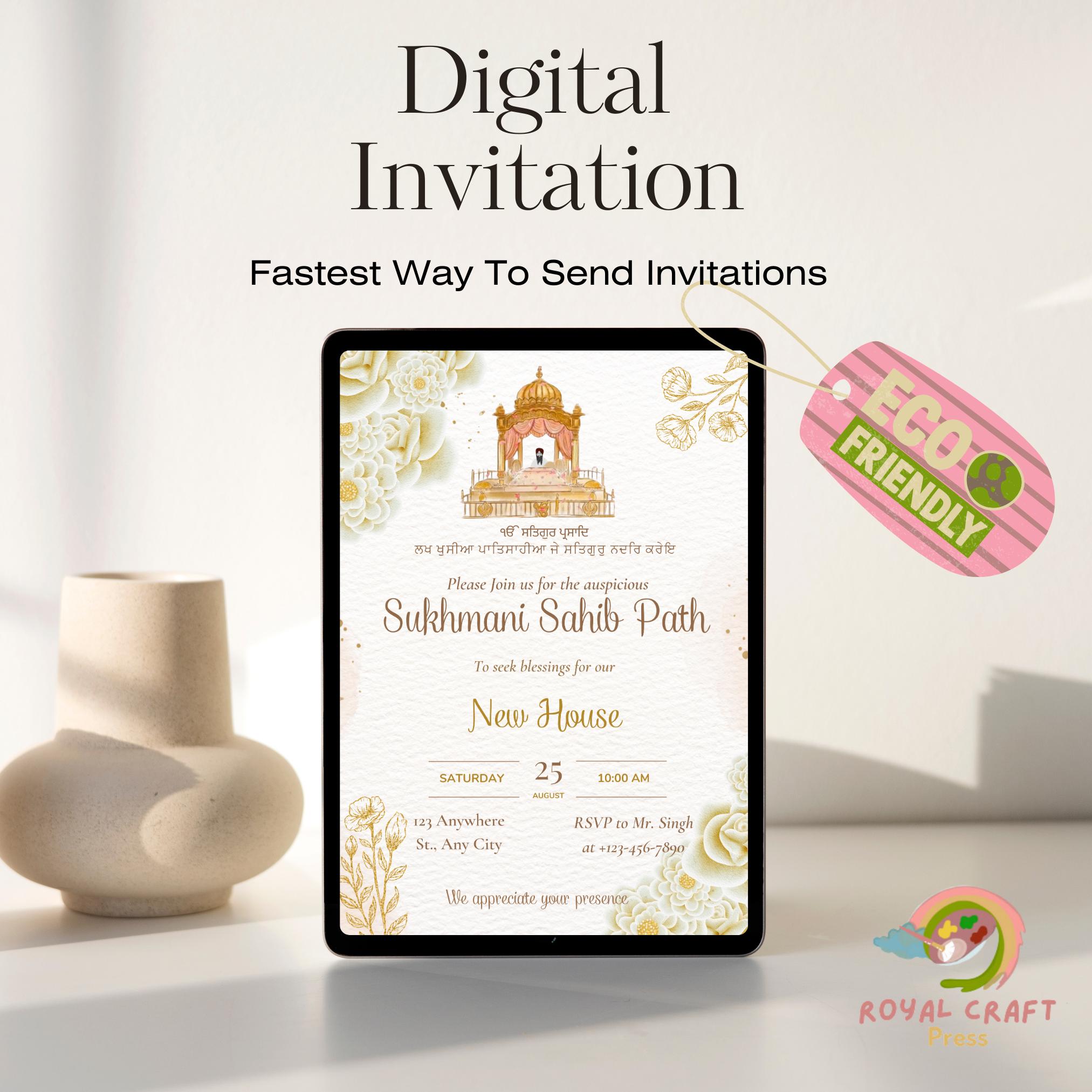 Editable Invitation, Sukhmani Sahib Invitation, Akhand Path, Sehaj Path ...