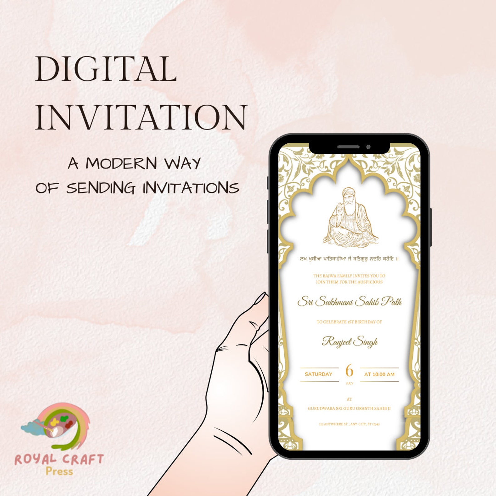 Editable Invitation, Sukhmani Sahib Invitation, Akhand Path, Sehaj Path ...