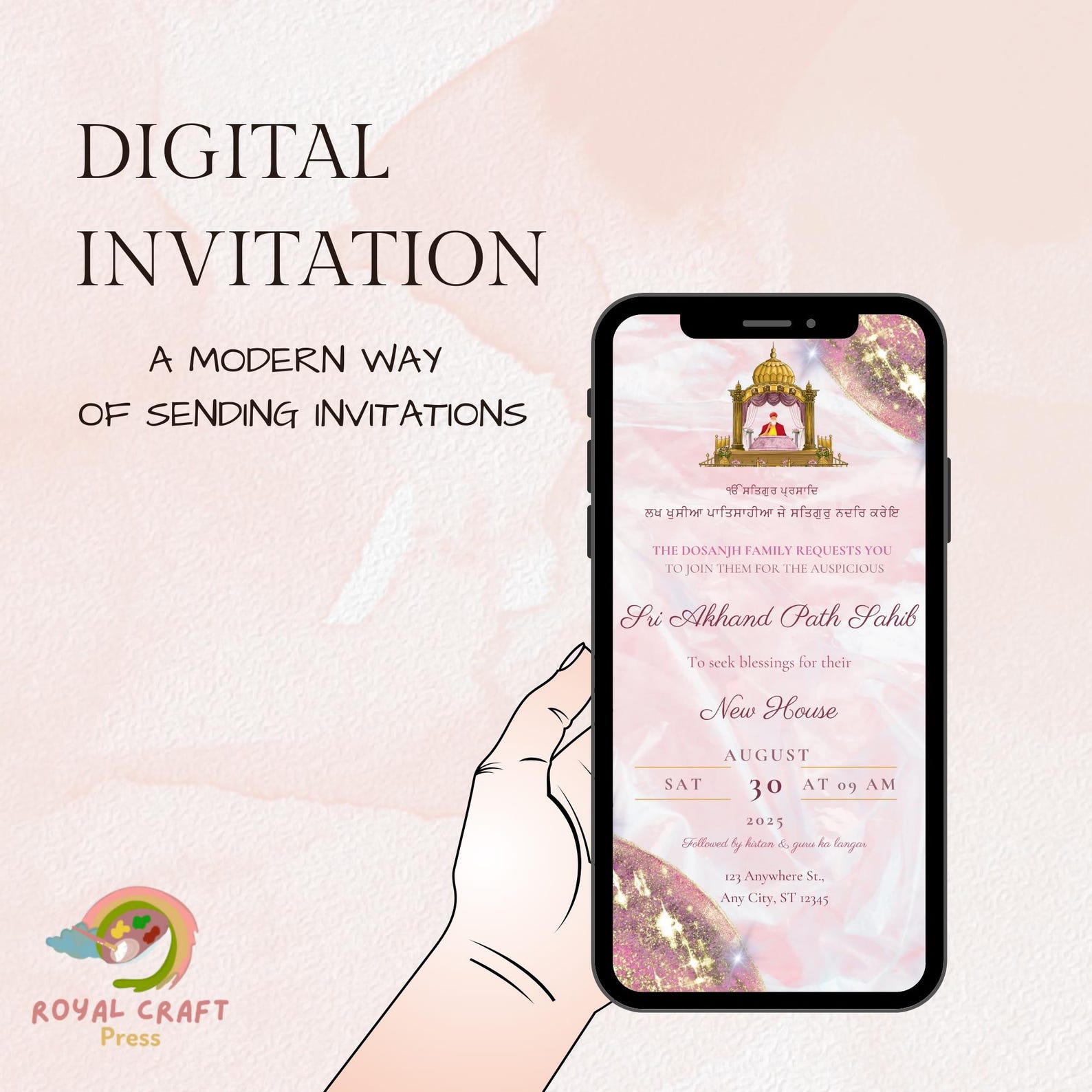 Editable Invitation, Sukhmani Sahib Invitation, Akhand Path, Sehaj Path ...