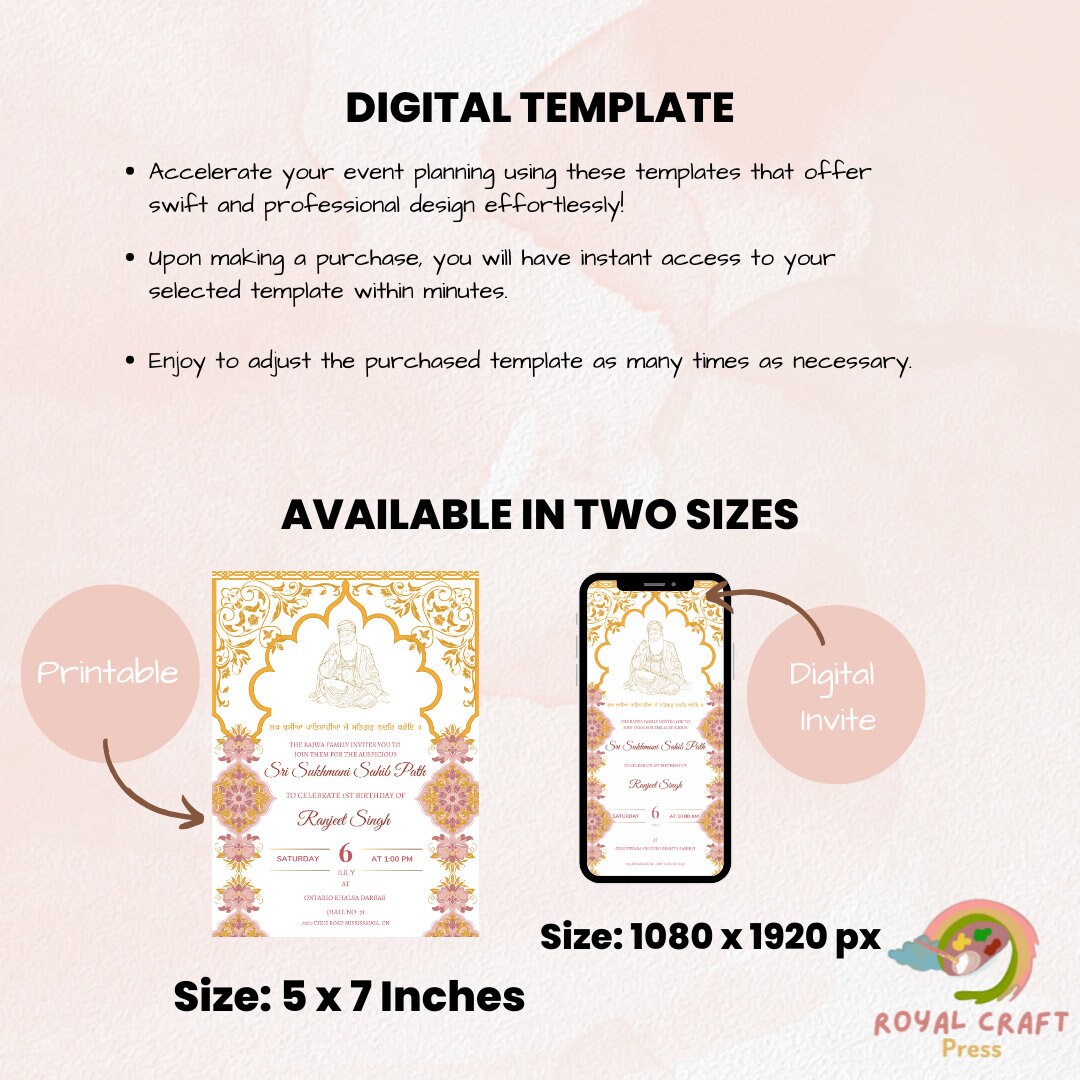 Editable Invitation, Sukhmani Sahib Invitation, Akhand Path, Sehaj Path ...