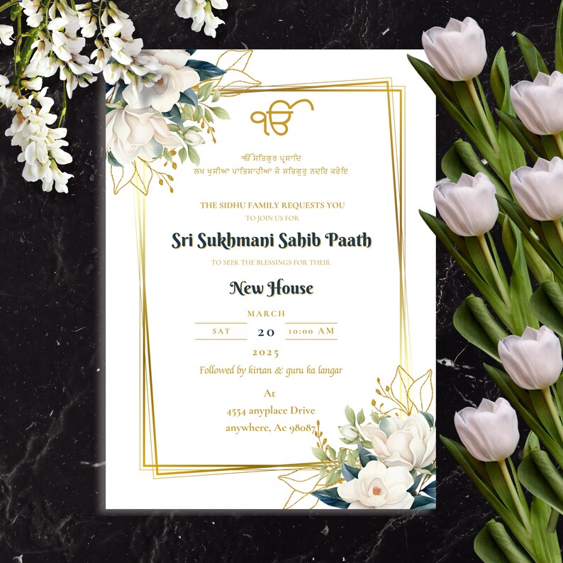 Editable Invitation, Sukhmani Sahib Invitation, Akhand Path, Sehaj Path ...