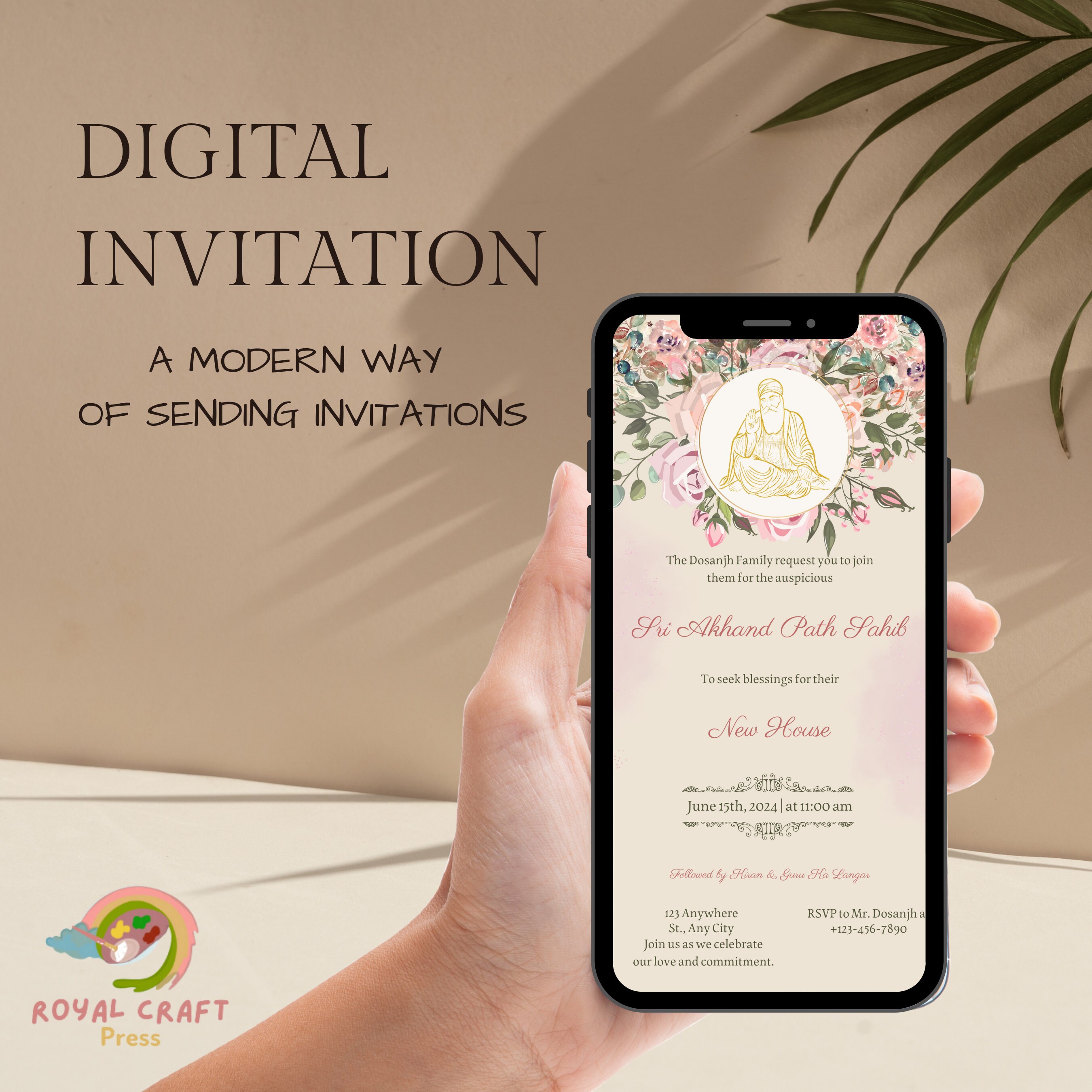 Editable Invitation, Sukhmani Sahib Invitation, Akhand Path, Sehaj Path ...