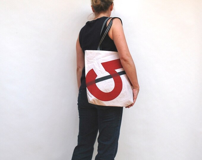 Recycled Sail Tote Bag Red Number 5 - Etsy