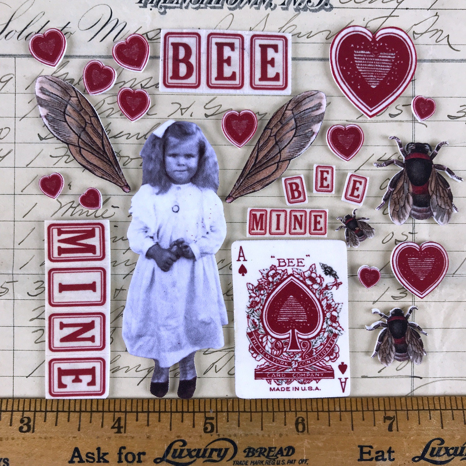 Valentine Bee Mine Shrink Plastic Printable Design Collage Sheet ...