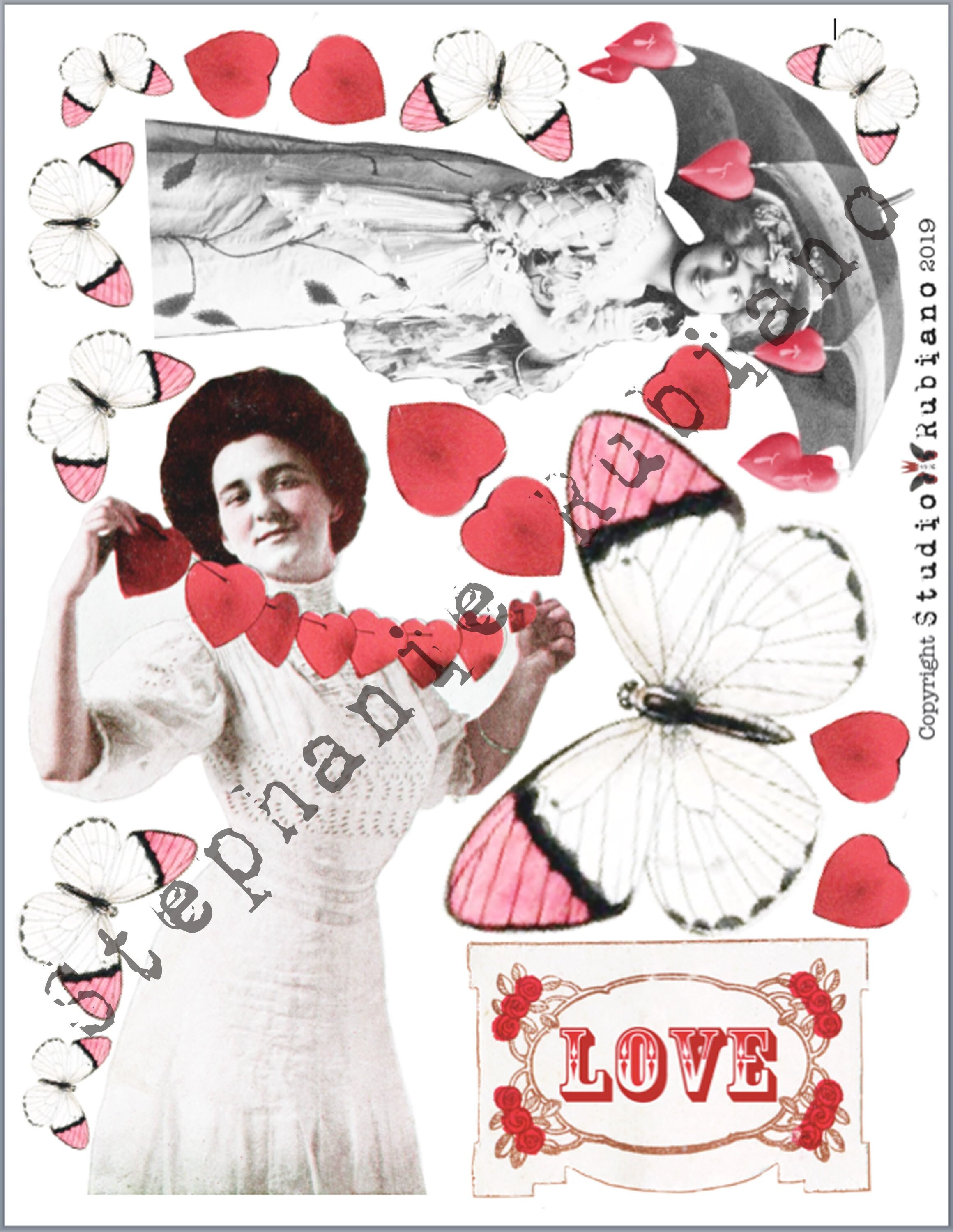 Valentine Heartstrings Shrink Plastic Printable Design Collage Sheet ...