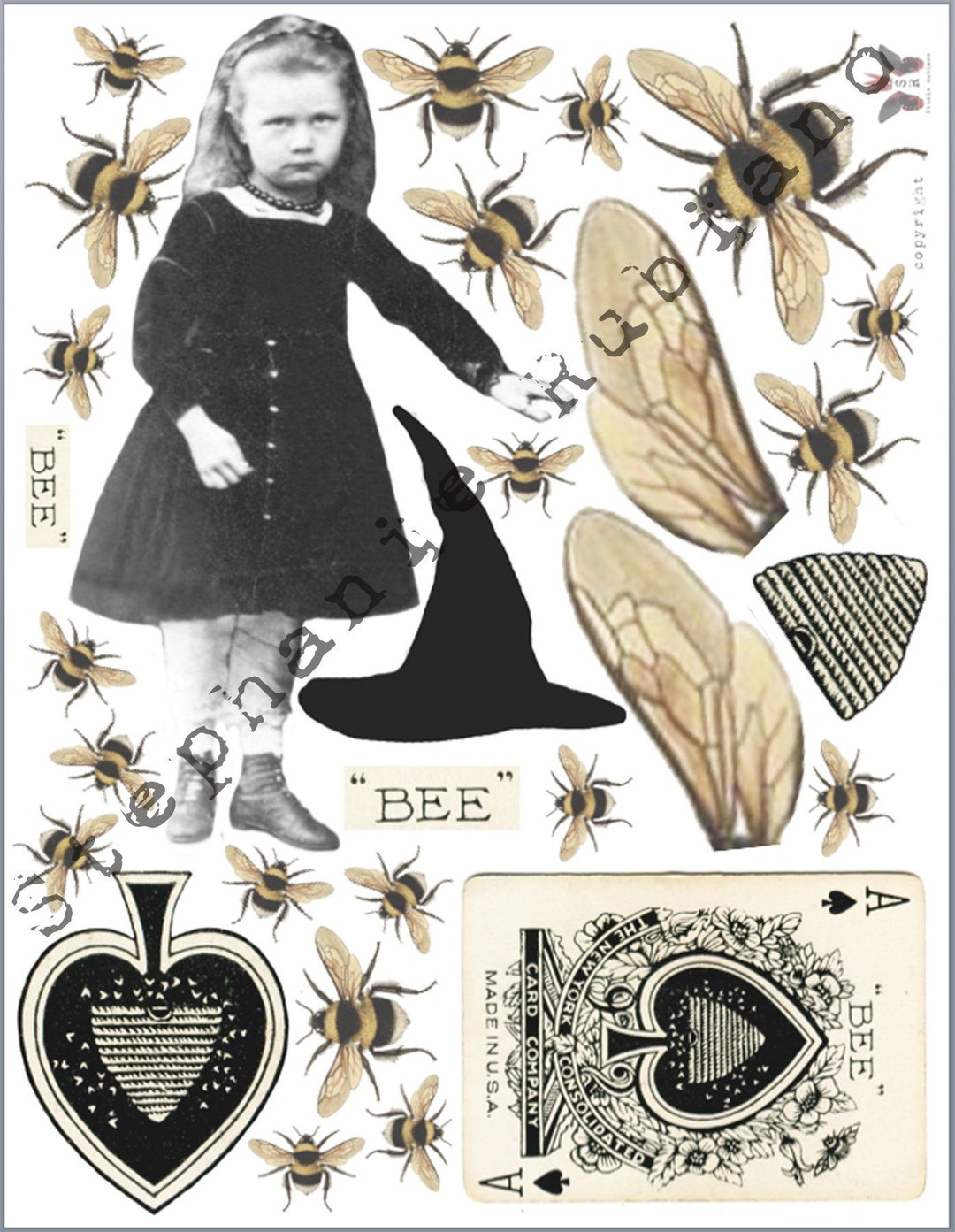 Bee Witched Halloween Shrink Plastic Printable Design Collage Sheet Digital Download - Etsy
