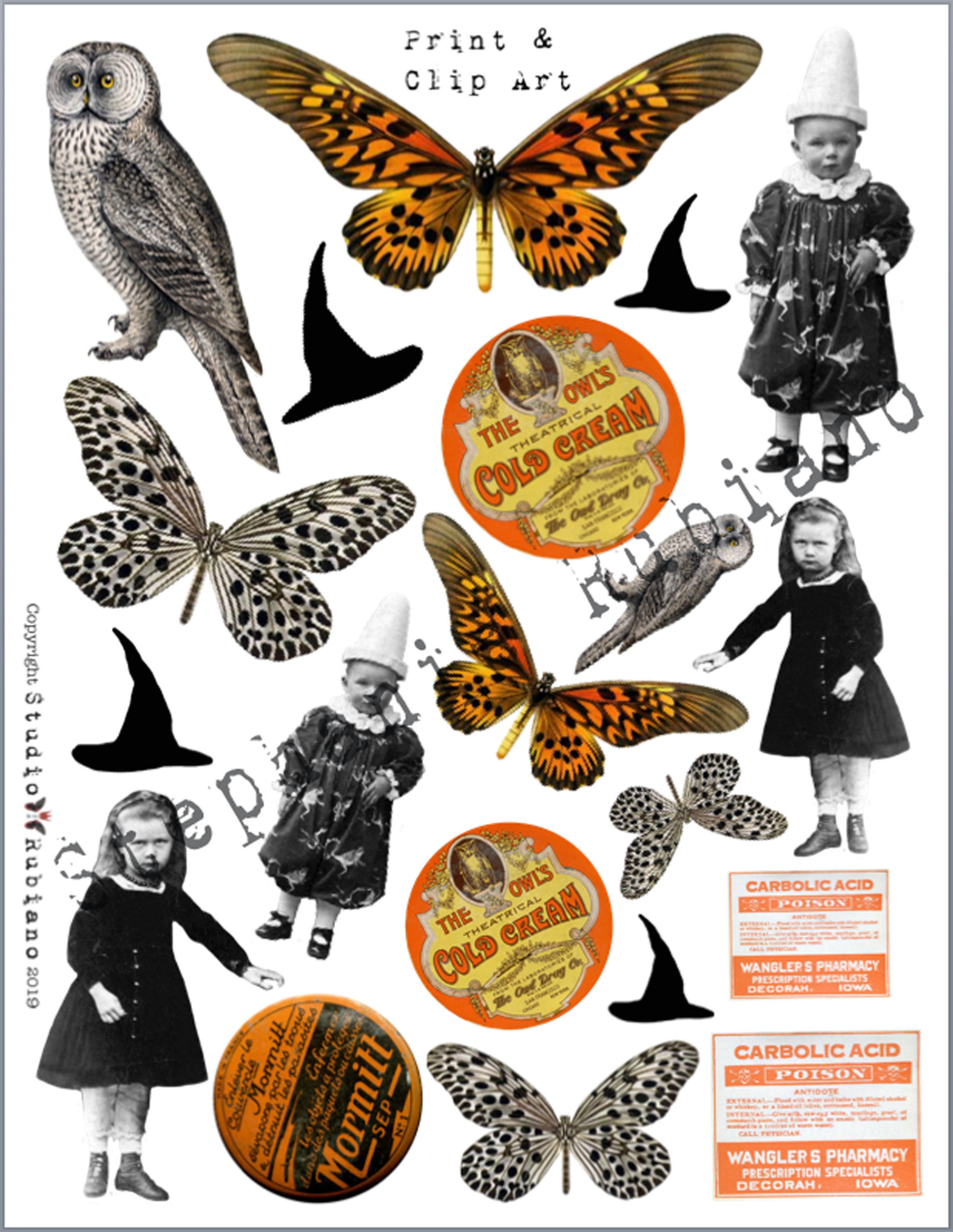 Grumpy Halloween Fairy Printable Design Collage Sheet Journal Digital ...