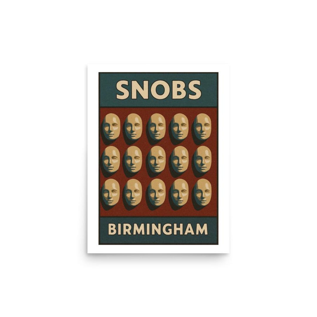 Snobs Birmingham Poster – Retro Modernist Wall Art, Midlands Nightlife ...