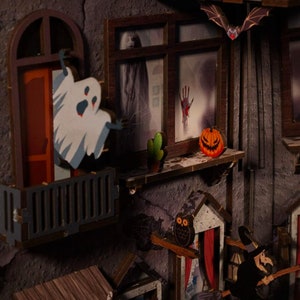 DIY Halloween Spooky Alley Miniature Kit, DIY Book Nook Kit, Diorama ...