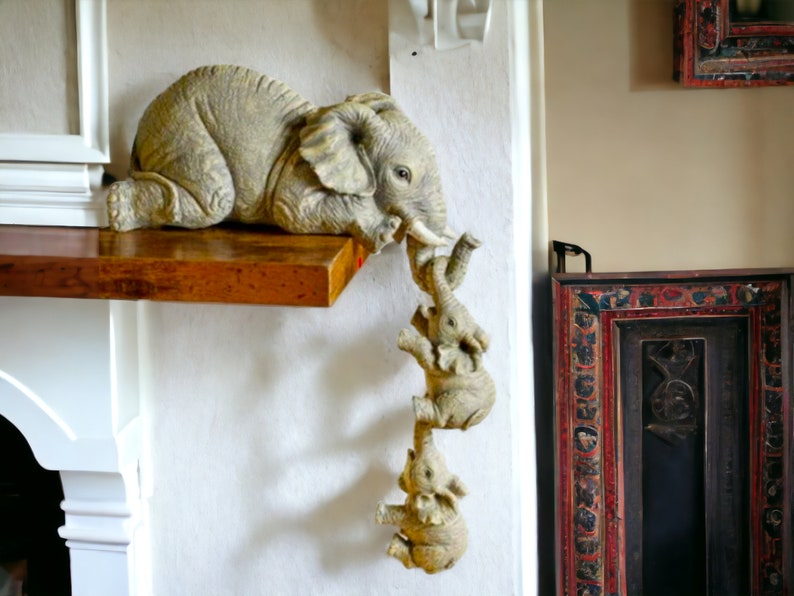 Hanging Elephants Bookcase Decoration, Delicate Decor Pieces, Home ...