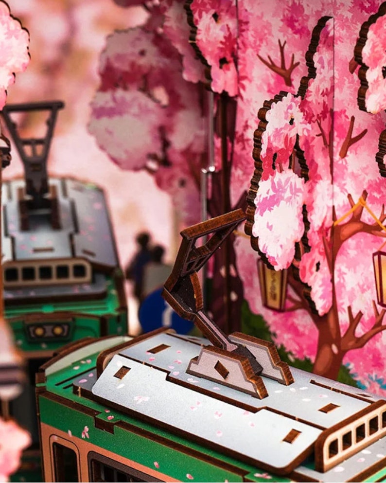 DIY Cherry Blossom Train Station Miniature Kit, Japanese Sakura Book ...